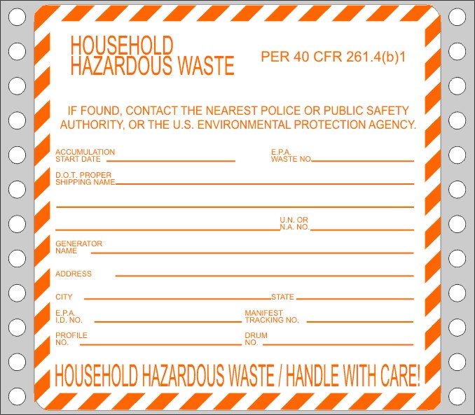 Orange Hazardous Waste Labels Hazardous Waste Management